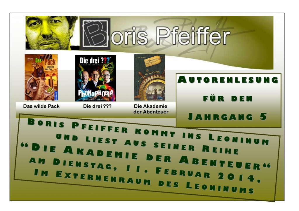 “Die Akademie der Abenteuer” – Jugendbuchautor Boris Pfeiffer besucht ...